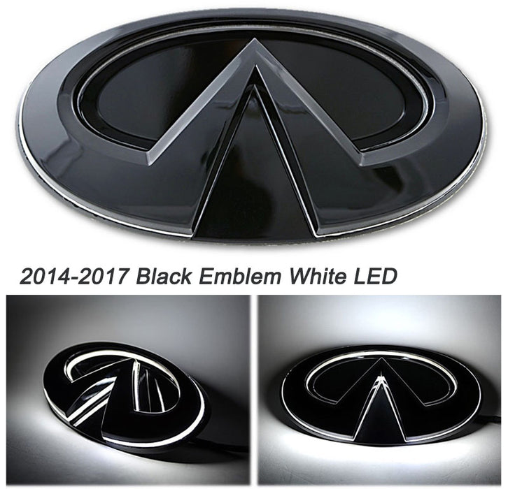 14-19 Infiniti Q50 Car Gloss BLACK LED Light Front Grill Hood Emblem ...